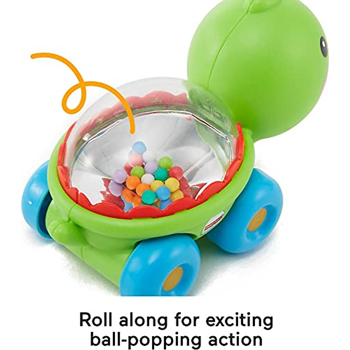Fisher-Price Baby Crawling Toy Poppity Pop Turtle Push-Along Vehicle With Ball Popping Sounds For Ages 6+ Months