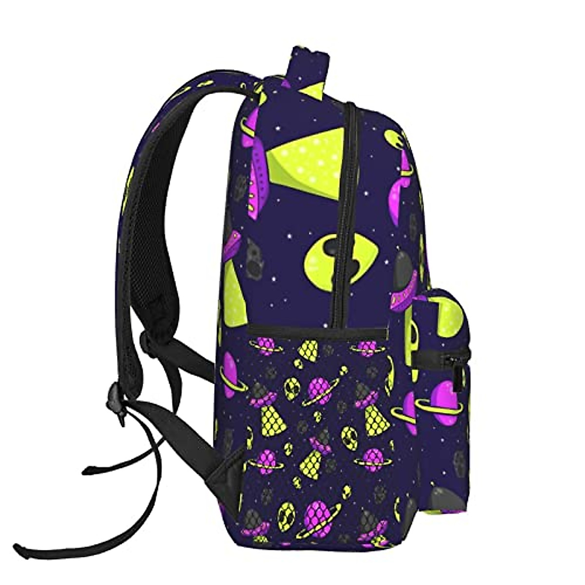 Qurdtt Green Alien UFO Backpack Lightweight School Bags BookBag Travel Backpack for Boys Girls Men Women