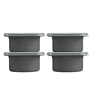 KEVJES Stackable Silicone Artisan Pizza Dough Proofing Proving Boxes with Air-Tight Lids-4pack-500ml Volume for 250g Dough Ball (Space Grey)