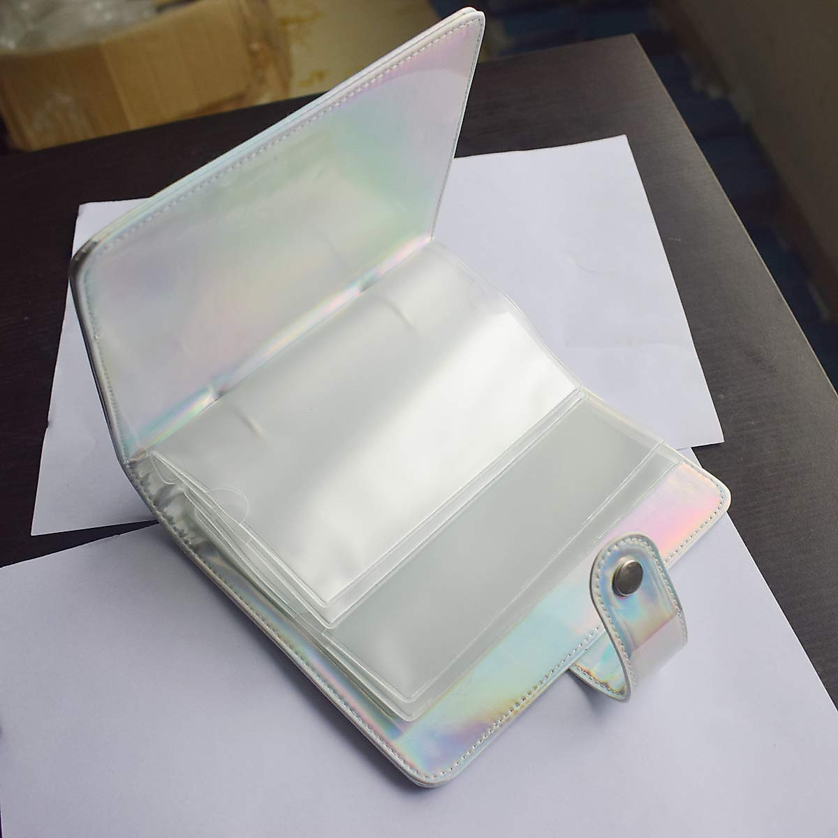 20 Slots Silver Laser Nail Art Stamp Plate Holder Stamping Plates Storage Bag Cases Rainbow Practical Empty Rectangle Plates Big Size 14.5×9.5cm Organizers