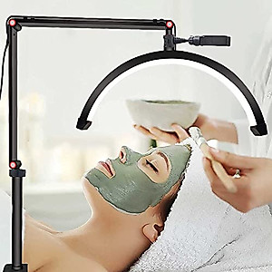 CJSGY Led Half Moon Light for Lashes, Tattoo Lamp, Estheticians Light, Desk Lamp, Swing Arm Light, Lash Lamp,Black