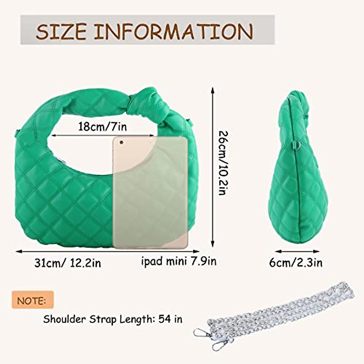 ELDA Knotted Handbag for Women Dumpling Bag Quilted Clutch Handbag Cloud Purse Fashion Ruched Bag Handmade Leather Hobo Bag