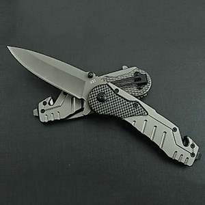 AluAlu Pocket Knife,Camping Fishing Hiking Survival Knife with Safety Liner Lock - Best EDC Camping Hiking Hunting Knofe,Wood Handle Sharp Blade Knifes-Gift for Men (Carbon fiber handle)