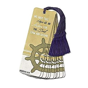 Hope As Anchor for Soul Light Tan Stripes Cardstock Tassel Bookmarks, Pack of 12