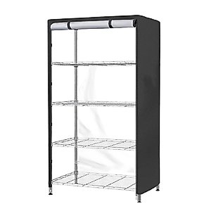 Shelf Covers for Wire Shelving, 36x18x72in 210D Silver Coated Waterproof Dustproof Storage Shelving Unit Cover with Closure, Storage Wire Rack Covers, Outdoor Shelving Cover