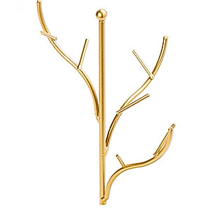 ChezMax Jewelry Display Necklace Earring Organizer Holder Metal Birds Tree Stand with Tray Antique Bracelet Rings Rack Tower Decoration for Women Girl Gold 9.4 Inch