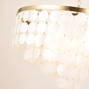 ALICE HOUSE 24" Dining Room Chandeliers, Brushed Brass Finish, 5 Light Coastal Ceiling Hanging Light for Kitchen, Living Room, Bathroom and Bedroom, ETL Listed, AL2608-P5