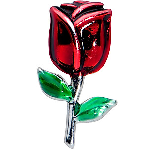 Body Candy Womens 16G 316L Stainless Steel Red Rose Flower Labret Monroe Lip Ring Tragus Cartilage Stud 1/4"