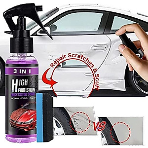 3 in 1 High Protection Quick Car Coating Spray, Extreme Slick Streak-Free Polymer Quick Detail Spray, Plastic Parts Refurbish Agent, Quick Coat Car Wax Polish Spray for Cars, Easy to Use (100ml, 3)