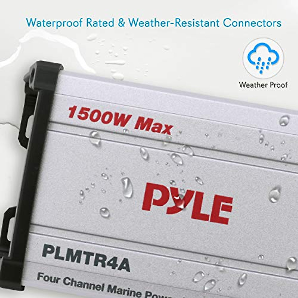 Pyle 4-Channel Marine Amplifier Receiver - Waterproof and Weatherproof Audio Subwoofer for Boat Stereo Speaker & Other Watercraft - 1200 Watt Power, Wired RCA, AUX and MP3 Audio Input Cable - PLMTR4A