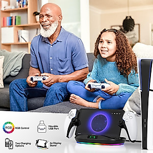 Charging Stand for PS Portal Remote Player, PS Portable Charging Dock with Light Modes, PS Portal Stand Charger, Portal Dock Station with Magnetic Connector, PS Portable Holder Charging Base, Black