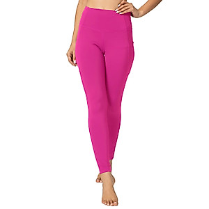 Kcutteyg Yoga Pants for Women with Pockets High Waisted Leggings Workout Sports Running Athletic Pants (Hot Pink, Small)