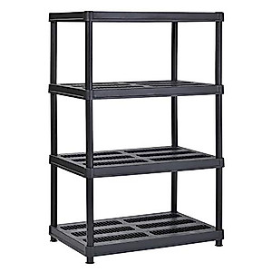 Juggernaut Storage 36" W x 24" D x 56" H 4-Shelf Resin Shelving, 600 lb Capacity Black