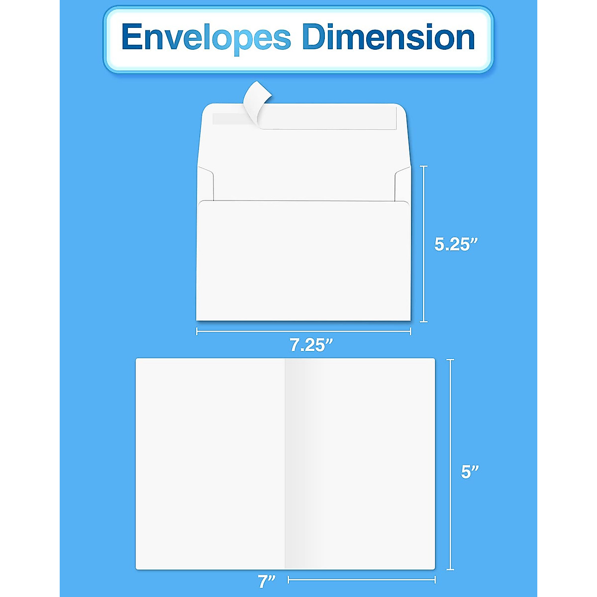 Poever Blank-Cards-and-Envelopes 60 Pack - 5 x 7 Folded Cardstock with A7 White Envelopes-for-Invitation, Heavyweight Blank-Note-Cards-and-Envelopes Self Seal Printable for Greeting Party Birthday