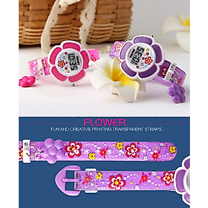 Kids Watch Girl Flower Shape Watch Novelty Cartoon Digital Watch 1144 (pink1)