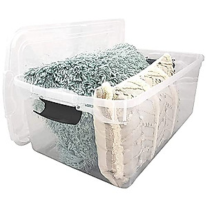 HOMZ Multipurpose 66 Quart Clear Storage Container Tote Bins with Secure Latching Lids for Home or Office Organization (4 Pack)