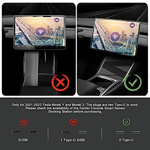 Fit for Tesla 2021 2022 Model Y Model 3 Accessories Docking Station of Center Console Smart Sensor, 4 in 1 USB LED HUB Adapter Cable Charger Powered Splitter Extension Accessories