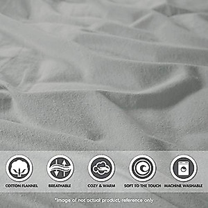 Woolrich Flannel 100% Cotton Sheet Set Warm Soft Bed Sheets with 14" Elastic Pocket, Cabin Lifestyle, Cold Season Cozy Bedding Set, Matching Pillow Case, Queen, Grey Plaid, 4 Piece