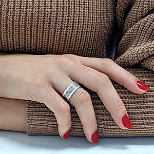 Silverly 9 mm Bali Rope Thumb Rings for Women and Men - 925 Sterling Silver Rings - Chunky Rings - Wide Band Rings for Men - Scroll Work Design - Couples Promise Ring