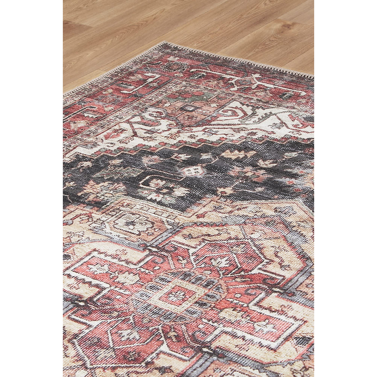 Home Culture Machine Washable Distressed Runner Rug (2'6''x7'5'') for Entryways, Doorways, Livingroom, Low Pile Juana Rug, Pet Friendly