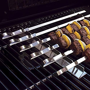 Mtoye Steven Raichlen Best of Barbecue SR8816 Stainless Steel Kabob Rack Set with Six 17” Skewers