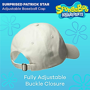 Spongebob Squarepants Dad Hat, Patrick Star Cotton Adult Baseball Cap with Curved Brim, White, One Size