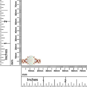 GEMVIO Collection 1 1/4 CT 7X9MM Oval Cut Natural White Opal Gemstone With Diamond Accent in 14K Rose Gold Over Sterling Silver Infinity Heart Engagement Wedding Ring Gifts for Women(1.25Cttw)-9