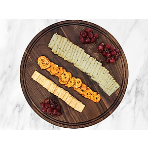 Refine Kitchenware Large Walnut Personalized Circle Board with Juice Groove, 18 Inch Round Personalized Cheese Board, Round Charcuterie Board | 100% Made in the USA