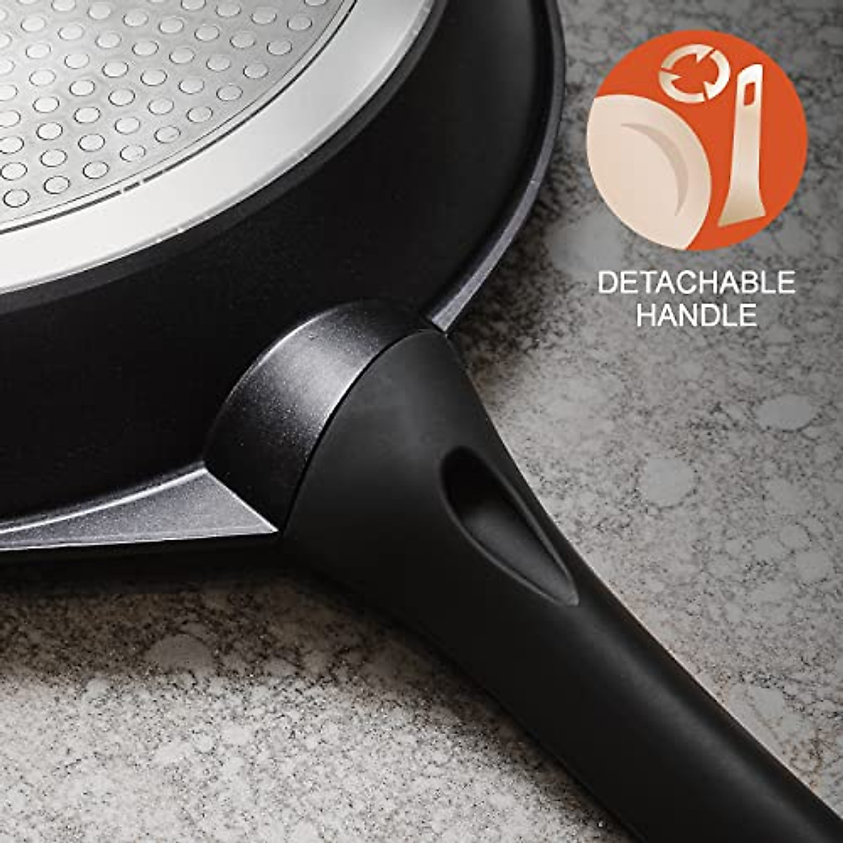 KCJOY Frying Pan, Heavy-Duty-Cast-Aluminum Base Frying Pans Nonstick 10", Nonstick Frying Pan with Black Handle Oven Safe Compatible With All Stoves