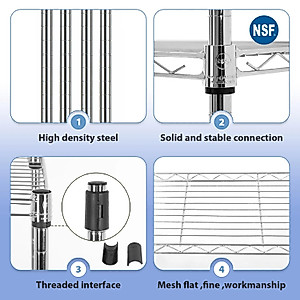Qxznby 5-Shelf Metal Storage Shelves Heavy Duty Garage Shelving Unit, 100lbs Loading Capacity Per Shelf, Shelf Organizer Wire Rack for Kitchen Garage Bathroom Pantry, 24" L x 14" W x 60" H, Chrome