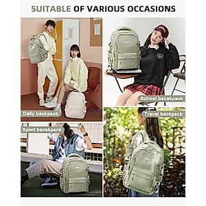 BOXSAM Lightweight Backpack for Women, Large Laptop Travel Backpack Casual Daypack College Bag Rucksack for Men. Green