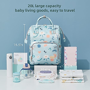 SEENUR Diaper Bag BackpackTravel Handbags Waterproof Diaper Tote with Large Capacity Bottle Insulation for Mom Dad(Sky Blue)