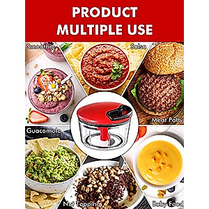 Manual Food Chopper, Hand Pull String Onion Chopper, Dishwasher Safe Food Mincer, No BPA Food Grade Material, 2.5 Cups 0.6L