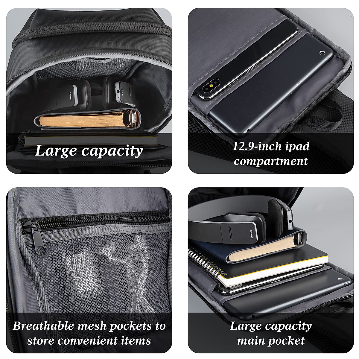 KINGSONS Casual Sling Bag Large Capacity Shoulder Bag Crossbody Bag Lightweight Chest Bag Waterproof Double Ipad Compartment, Suitable for Short Trips Cycling Day Bag