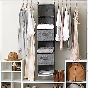 Household Essentials 6 Closet Organizer with Hooks Hanging Shelf, Graphite