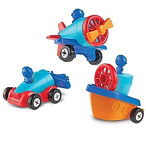 Learning Resources 1-2-3 Build it! Car, Boat, Plane, 15 Pieces
