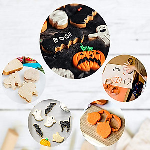 Halloween Cookie Cutters - 5 pieces Cookie Cutters Shape - Pumpkin, Bat, Ghost, Cat and Witch Hat Shapes for Halloween Food Party Decorations