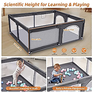 Baby Playpen, Large Playpen for Babies and Toddlers (71x59inch), Safety Playard with Anti-Collision Foam, Indoor & Outdoor Kids Activity Center