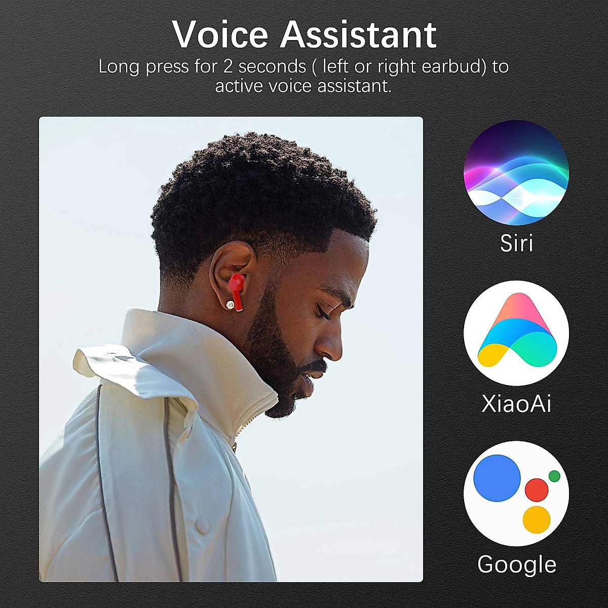 GOKOCO Bluetooth 5.1 Wireless Earbuds Enhanced Deep Bass Bluetooth Earphones with Smart Touch, Dual-Mic, Auto-Pair, Waterproof IPX 5 Sports Earbuds Compatible Noise Reduction with Hi-Fi Sound