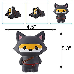 Anboor 2 PCS Squishies Ninja Jumbo Panda and Fox Slow Rising Squishies Kawaii Scented Soft Animal Toys Stress Relief Kid's Toys