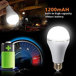 garageangle 4Pack Rechargeable Emergency 15W LED Light Bulb,Battery LED Bulbs Light 150W Equivalent for Power Outage Camping Outdoor Activity Hurricane 6000K E26 Base Emergency Lighting Bulb