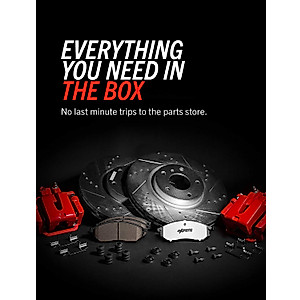 Power Stop KC8842A-26 Front and Rear Z26 Street Warrior Brake Pad and Rotor Kit with Red Powder Coated Calipers For BMW 328i 2011-2013 [Model Specific]