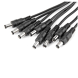 exgoofit 2-Pack DC 1 Female to 8 Male Output Power Splitter Cable Y Adapter for CCTV Security Cameras and LED Strip Lights