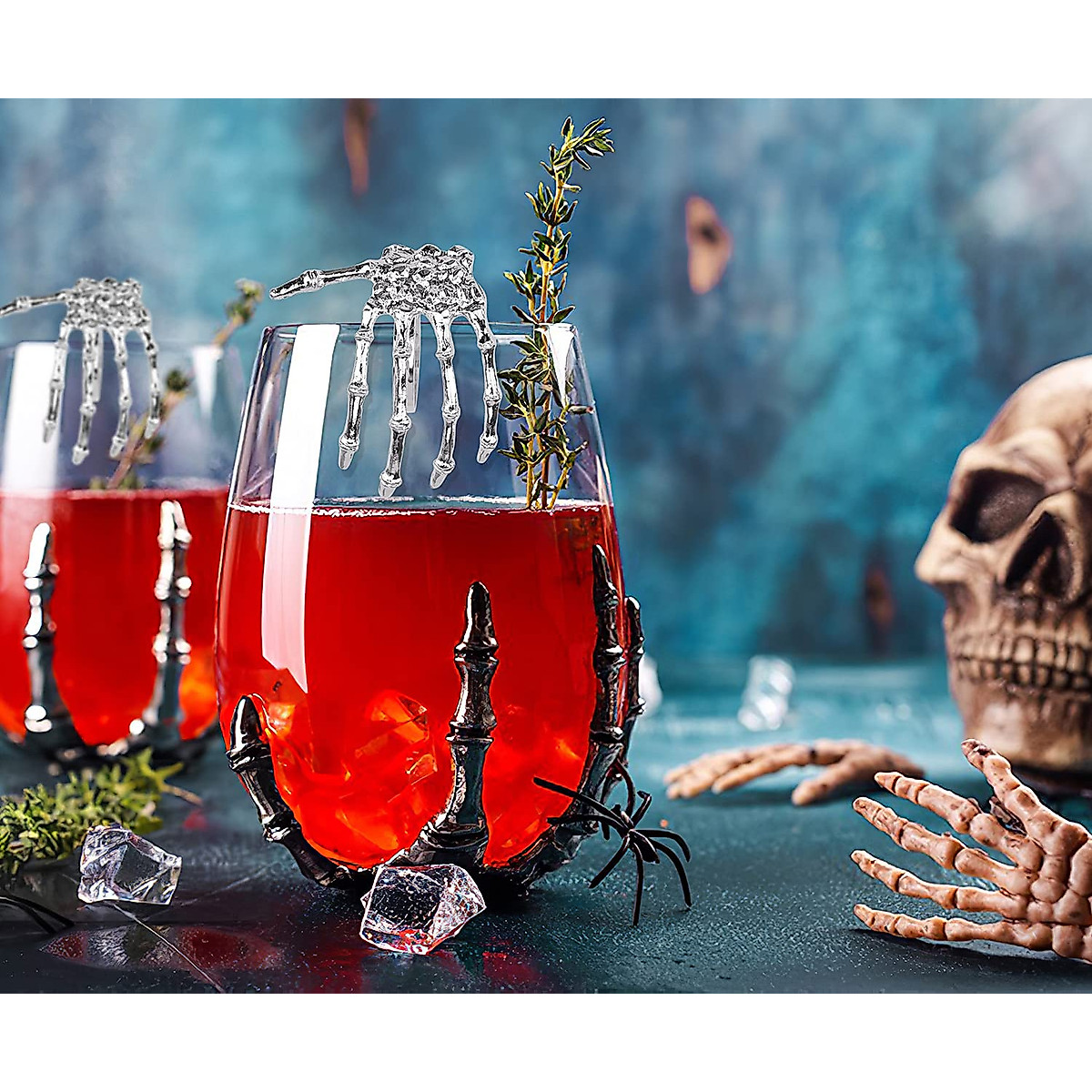 Halloween Napkin Rings Decoration 8 Pcs, Metal Rings Holders for Home Birthday Party Dinner Table Favors Supplies Halloween Bar Dinning Costume Decor (Silver Skeleton Claw)