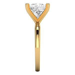 Yellow 14k Gold Solitaire Statement anniversary Engagement Promise Ring - 3 Ct Princess Cut Clear Simulated Diamond Sz 11