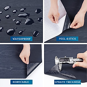 FunStick Navy Blue Stained Wood Contact Paper for Cabinets Peel and Stick Wood Wallpaper Waterproof Self Adhesive Wood Grain Contact Paper Removable Wood Wall Paper for Countertop Paper Desk 12"x200"