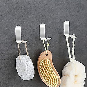 Adhesive Hooks, Kitchen Hooks,Wall Hooks Heavy Duty Stainless Steel Wall Hooks Adhesive for Hanging Jackets, Kitchenware, Bathrobes, Bath Towels, Coat, Bag, Party Light Strip (20 pcs, Silver)