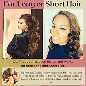 Heatless Curler by Roxy Beauty, Soft Cotton Filled, Satin No Heat Curling Rod Headband, 6 Piece Set, For Long or Short Hair, TikTok Curls, Rose Gold Color