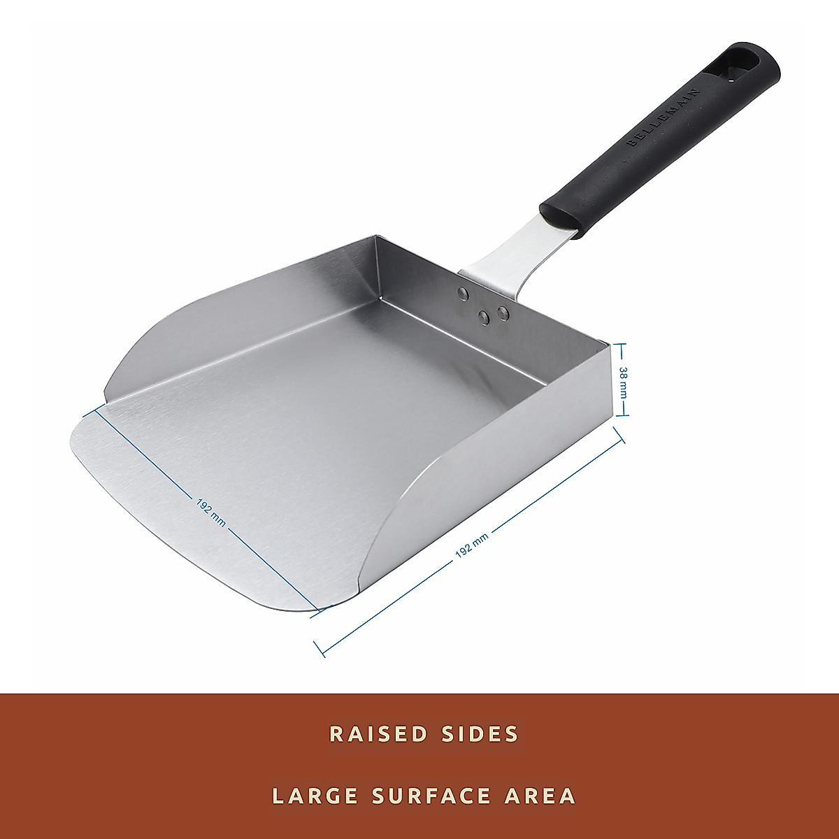 Bellemain Smash Burger Spatula for Griddle - Stainless Steel Griddle Scraper Tool, Large Griddle Spatula - Fried Food Scoop, Stir Fry Spatula, Food Mover - Hibachi Tools, Flat Top Grill Accessories