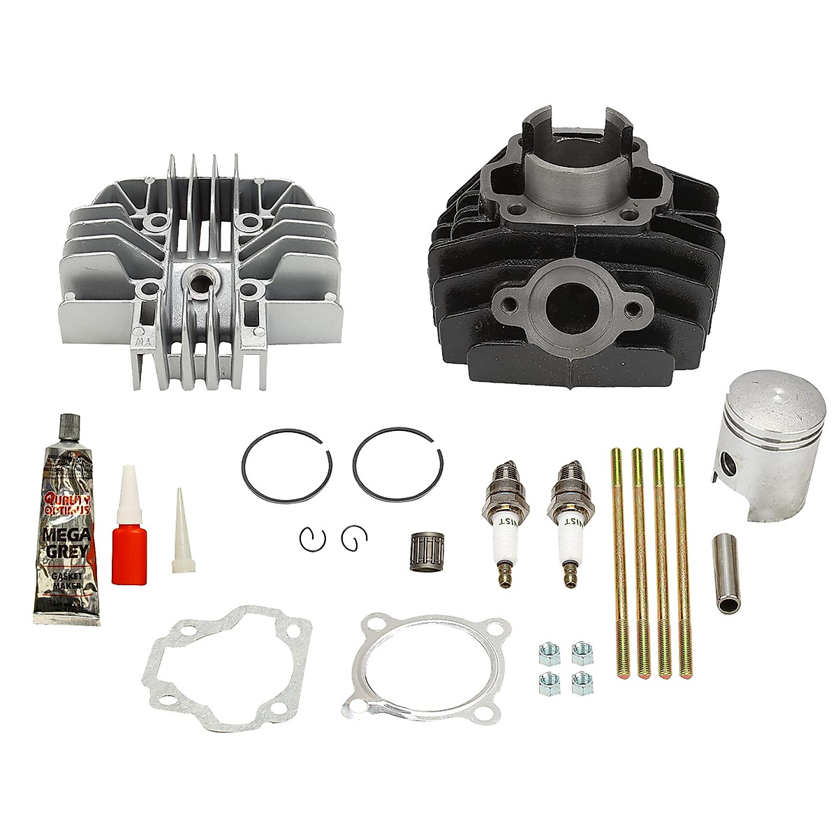 BLACKHORSE-RACING Cylinder Gasket Piston Ring Kit Set Top End Bike Compatible with Yamaha PW 80 PW80 1983-2006 Replaces OEM# 21W-11111-00-00, 1W7-11181-00-00,4AW-11351-00-00, 3E5-11631-00-97